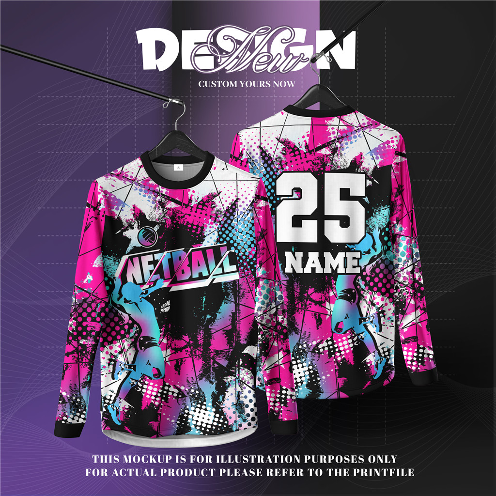 【Free CUSTOM】2025 NEW ! NETBALL JERSEY Baju Long sleeves Design tshirt ...