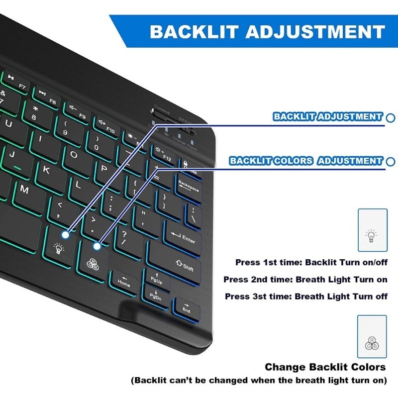 RGB Backlit Wireless Bluetooth Keyboard and Mouse with light LED for ...