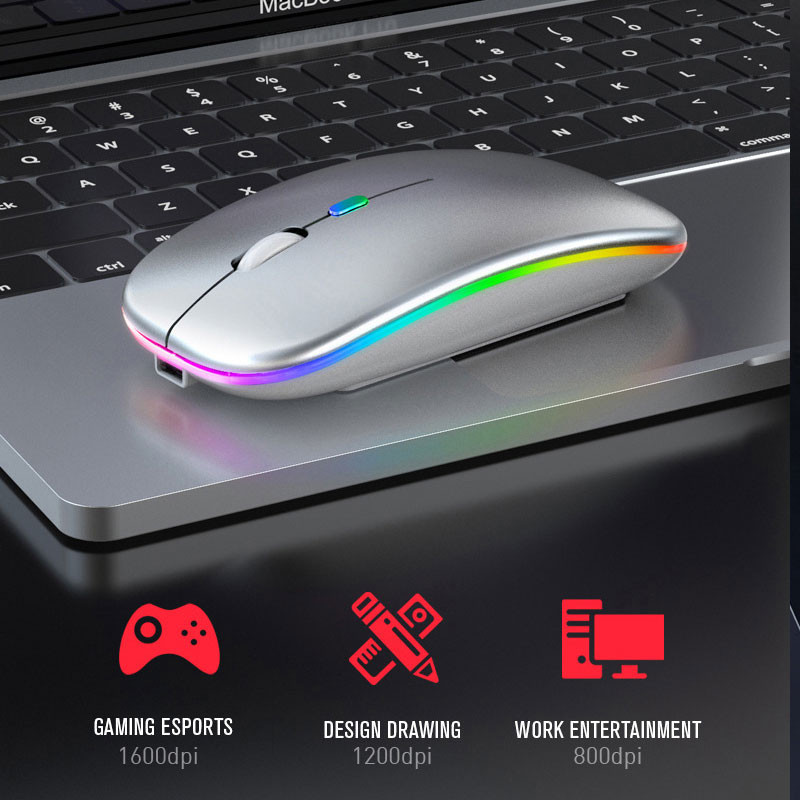 Wireless Mouse RGB Rechargeable Mice Wireless Computer Mause LED ...