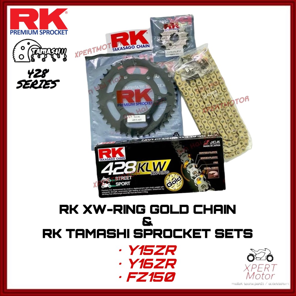 COMBO RK XW-RING TAMASHII 428 Y15ZR Y16ZR Carbon Steel Black Sprocket ...