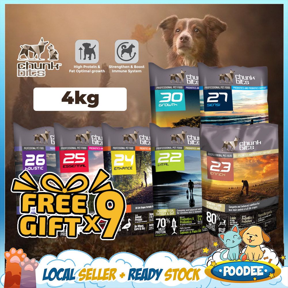 POODEE CHUNK BITS Dog Food 4KG Dog Food Chunkbits Dog Food Salmon Dog ...