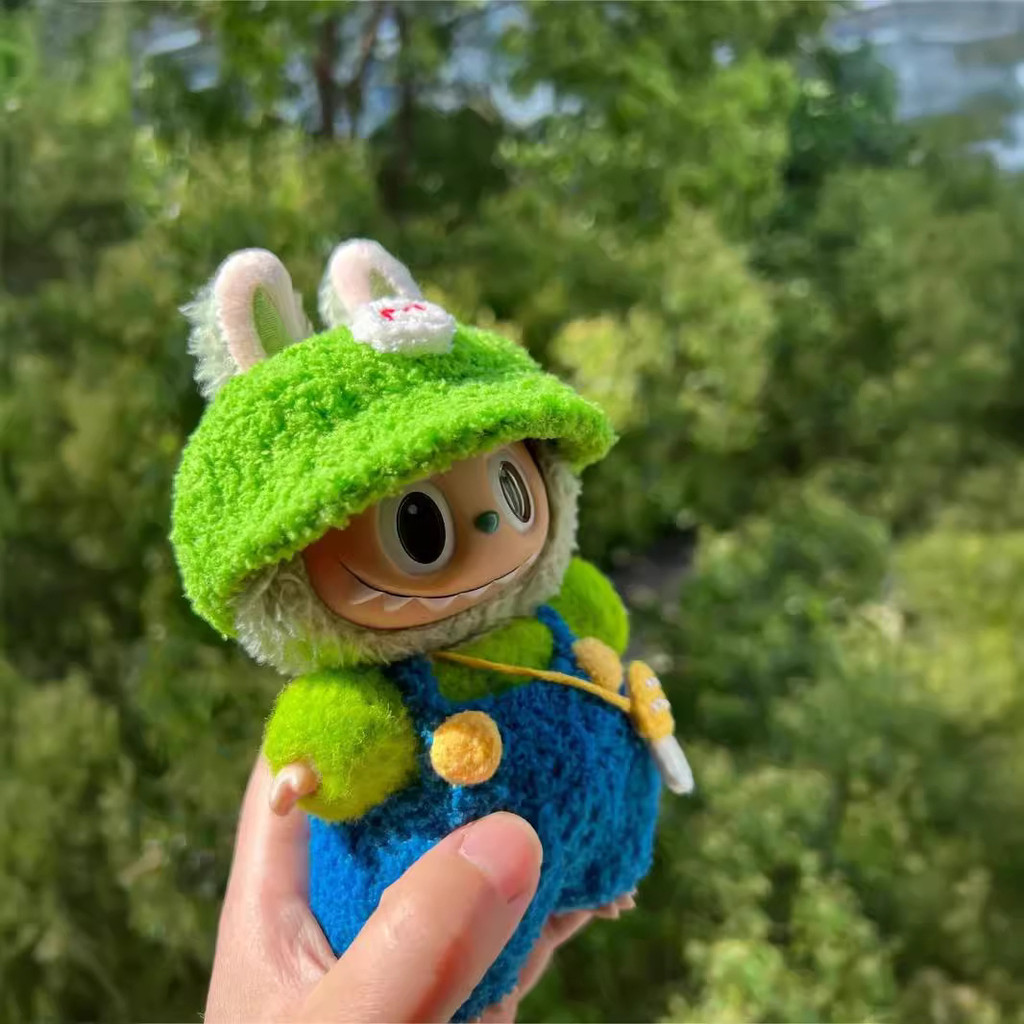 17cm Labubu Doll Clothes Cartoon Green Carrot Mario Romper for Labubu ...