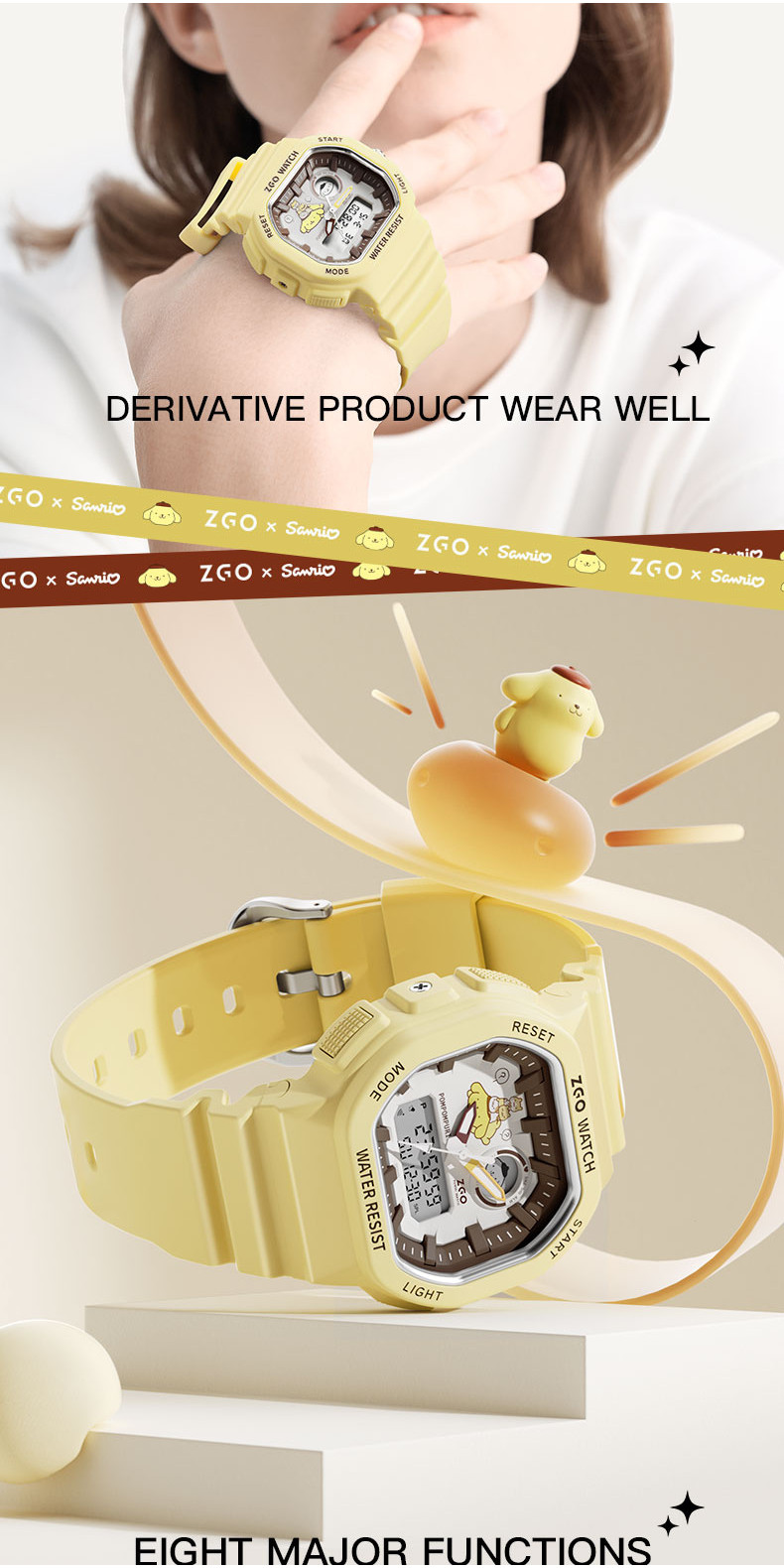 ZGO x Sanrio PomPomPurin Watch For Kids Girls boys Waterproof Luminous ...