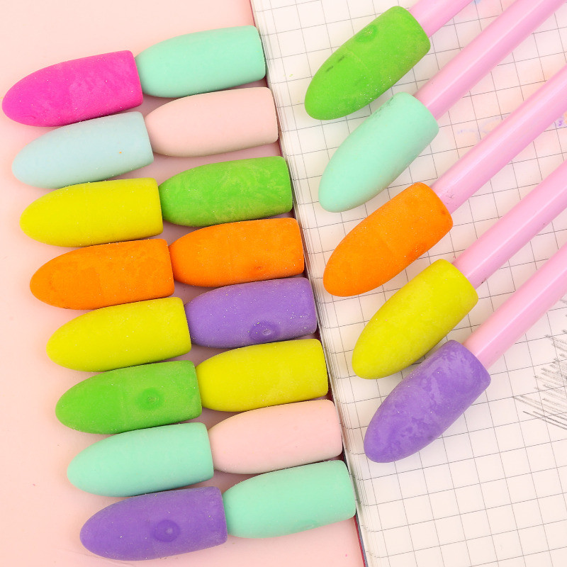 Eraser Pencil Caps - Colorful Cylinder-Shaped Rubber Pencil Tips ...