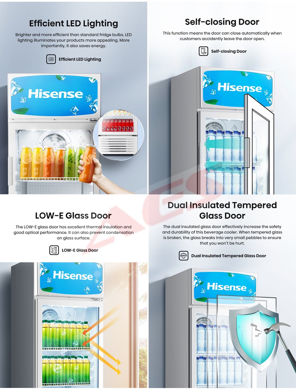 🛠️ HISENSE 🥫 EXHSC-320FLG 320L Chiller Minuman Kaca Double Low-E ...