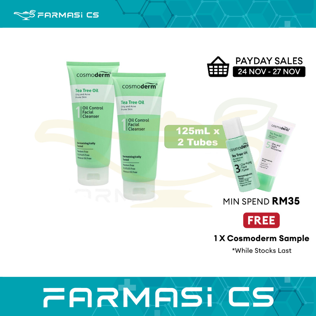 Cosmoderm Tea Tree Oil Control Facial Cleanser 125ml x 2 bottles (TWIN ...