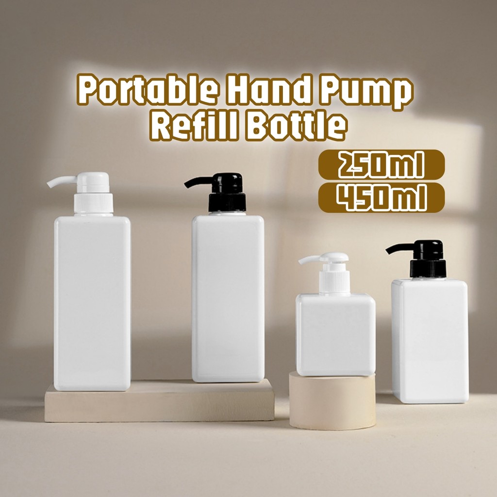 250ML / 450ML Travel Soap Refill Bottle Portable Hand Pump Shampoo ...