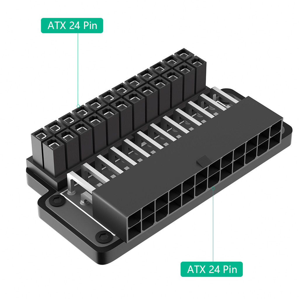 ATX 24Pin Female to 24pin Male 90 Degree Power Adapter with Power OK ...