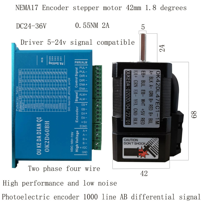 42 closed loop stepper motor driver set 0.55N high speed constant ...