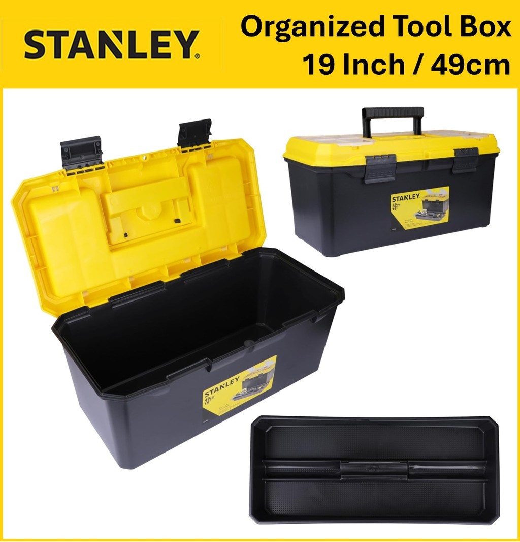 Stanley 19 Inch / 49cm Organized Plastic Tool Box With Clear Lid ( 1-71 ...
