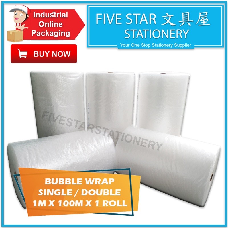 in stock fivestar2u Bubble Wrap Single Layer Double Layer 1m x 100m Air ...