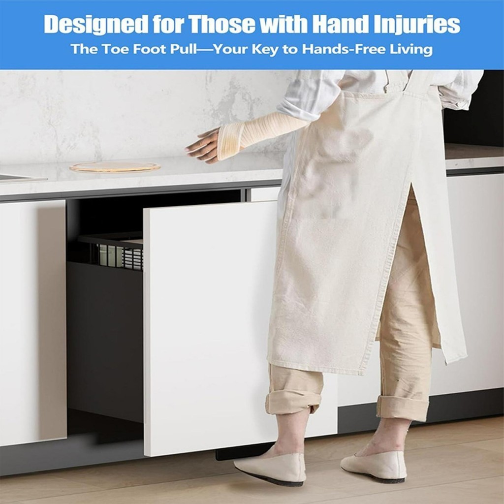 1Set Foot Handle Black Metal Drawer Handles Under Cabinet Installation ...