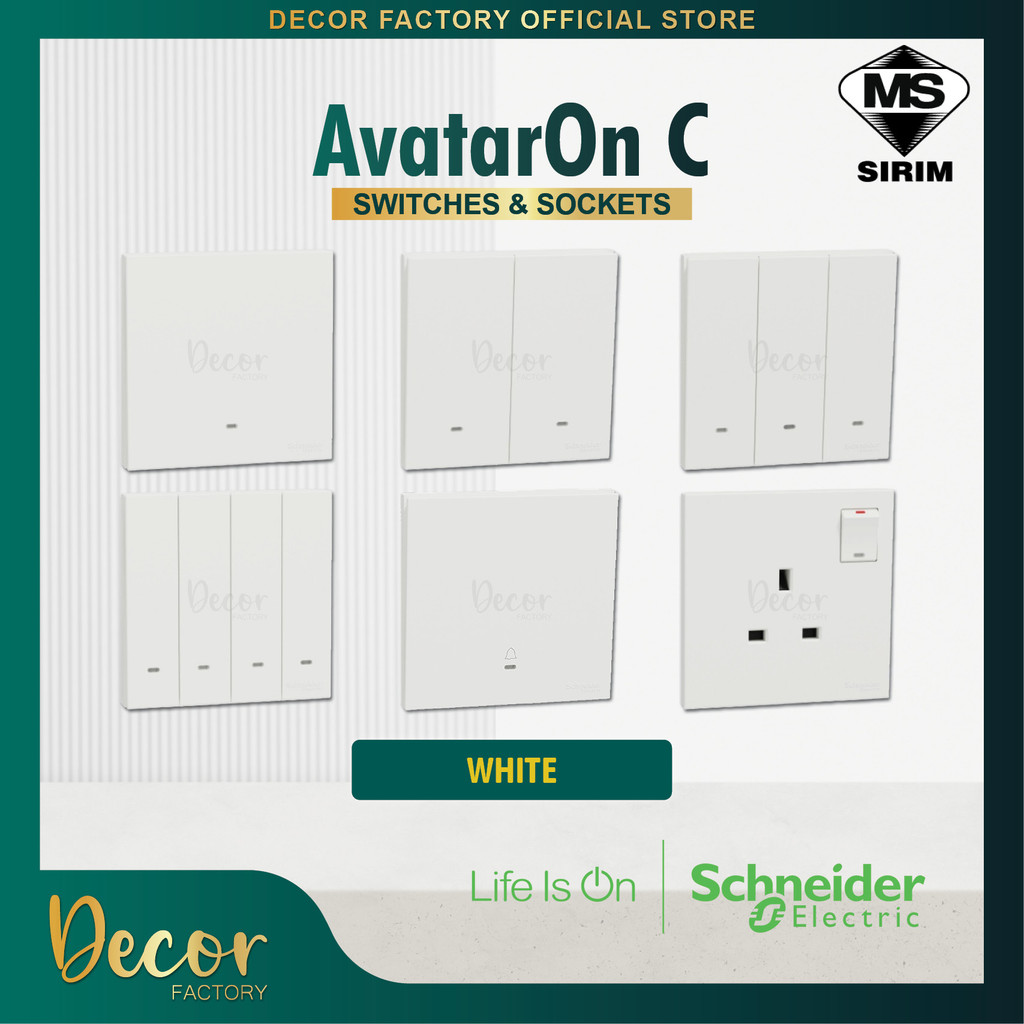 SCHNEIDER AvatarOn C Switches & Sockets White With SIRIM 1/2/3/4 GANG ...