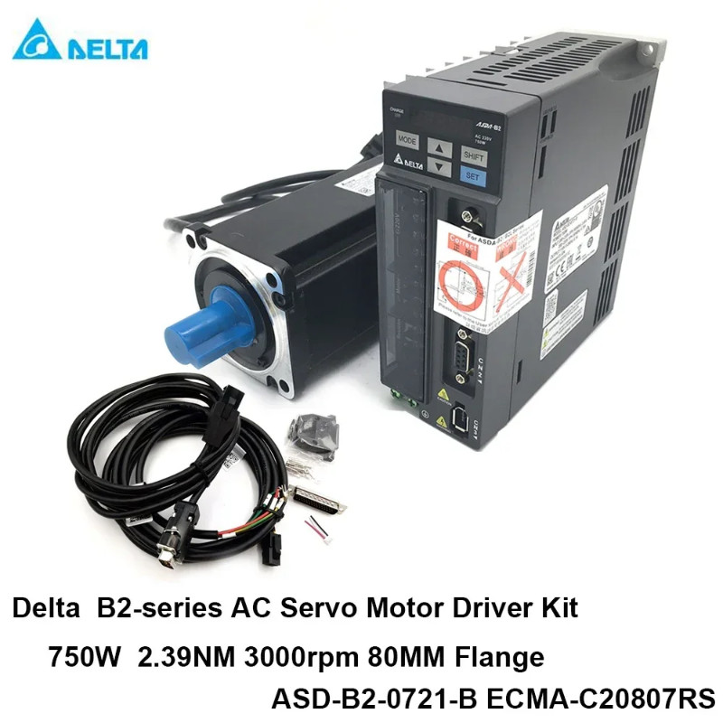 750W Delta B2 Servo Motor Drive Kit 220VAC 0.75KW Delta Servo Kit Brake 2.39NM 3000rpm ASD-B2 ...