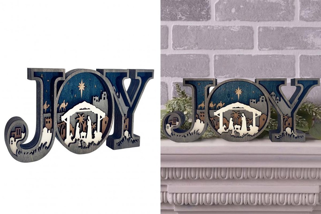 Rustic Christmas Decor Illuminated Joy Letter Decoration Handcrafted ...