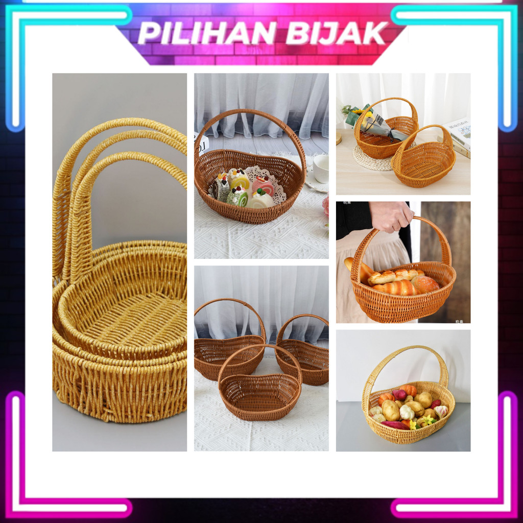 Woven Basket Rattan Bakul Anyaman Bakul Hantaran Flower Basket Rattan ...