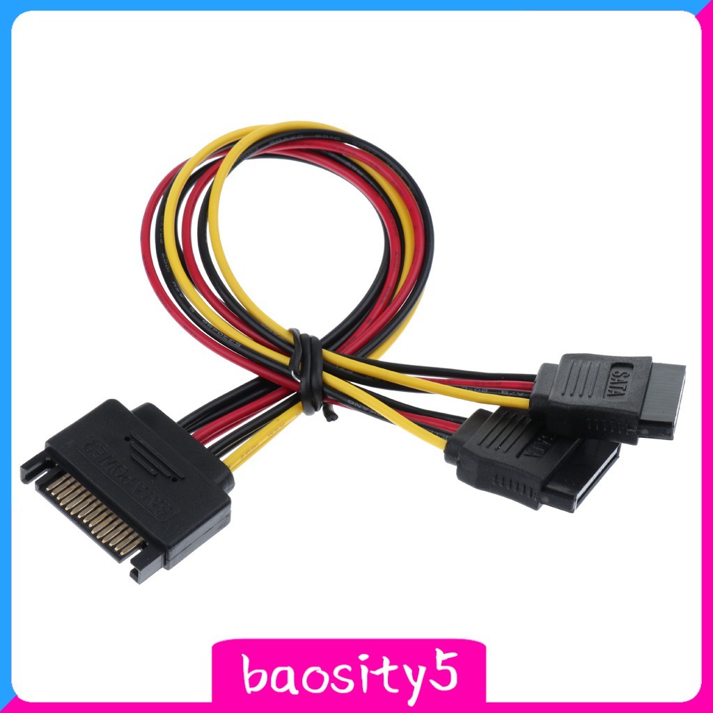 in stock SATA 15P Male to 2x 15P Female SATA 1 to 2 Power Extension Y ...