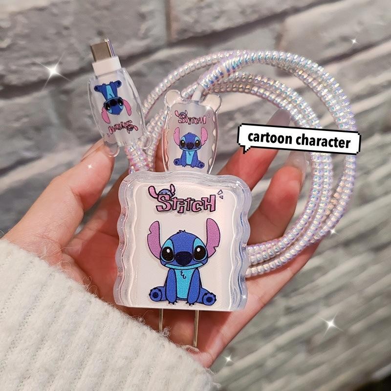5PCS Cartoon Stitch Charging Data Cable Protector Winder Accessories ...