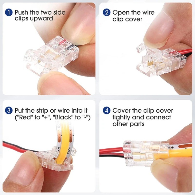 COB LED Wire Connector 5 8 10mm Connection Solderless Mini Buckle FCOB ...