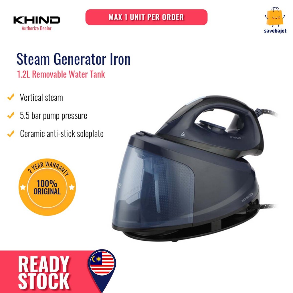 Khind Seterika Wap Steam Generator Iron Ceramic Anti-Stick Soleplate ...