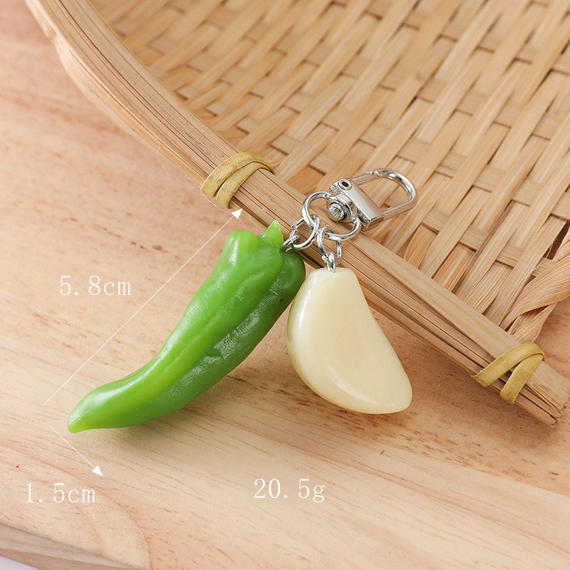 Simulated garlic keychain food model pendant chili pepper walnut red ...