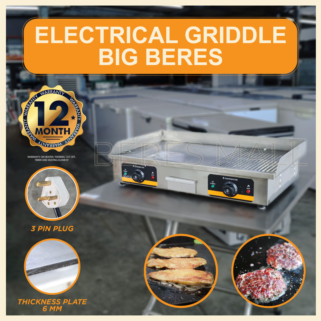 BERES Commercial Stainless Steel Griddle ELECTRIC Griddle Dapur Burger ...