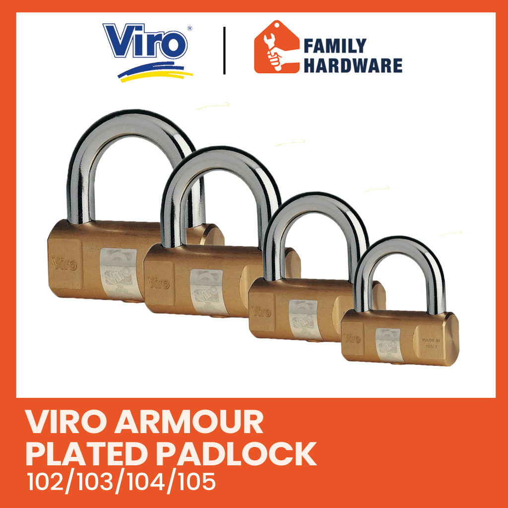 VIRO 102 50mm 103 60mm 104 70mm 105 80mm Brass Padlock Made in Italy ...