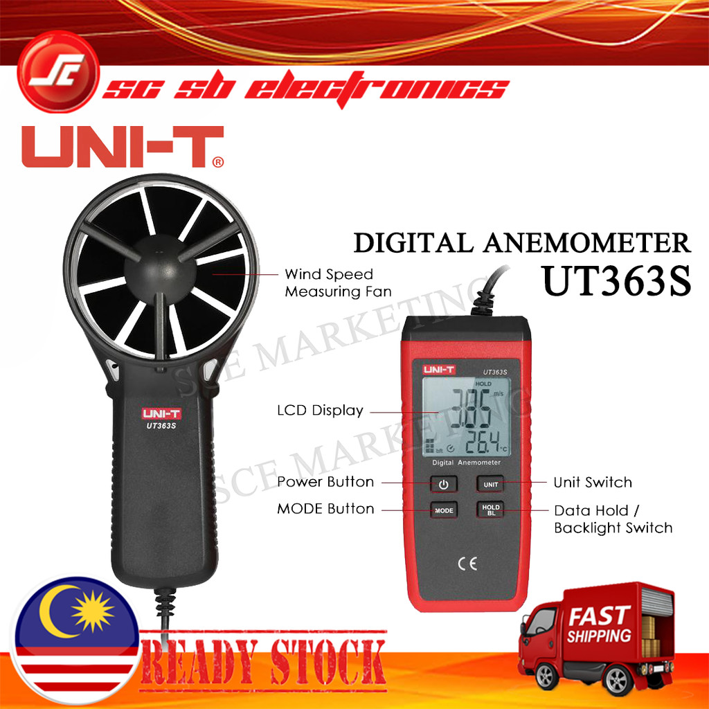 UNI-T UT363S MINI LCD DIGITAL ANEMOMETER HANDHELD WIND SPEED METER AIR ...