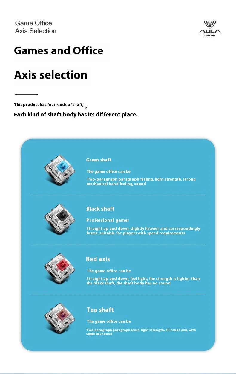 Aula F3087 Mechanical Keyboard Wired 87 Key Esports Game Desktop ...