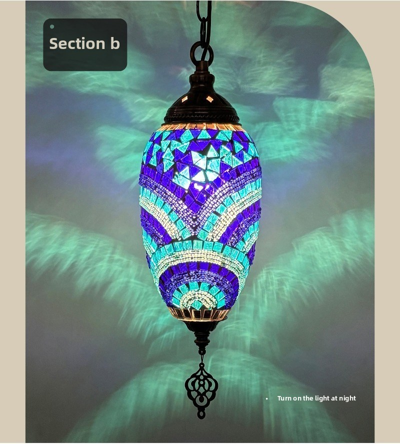 Mediterranean Turkish Chandelier Ceiling Light Colorful Mosiac Glass ...