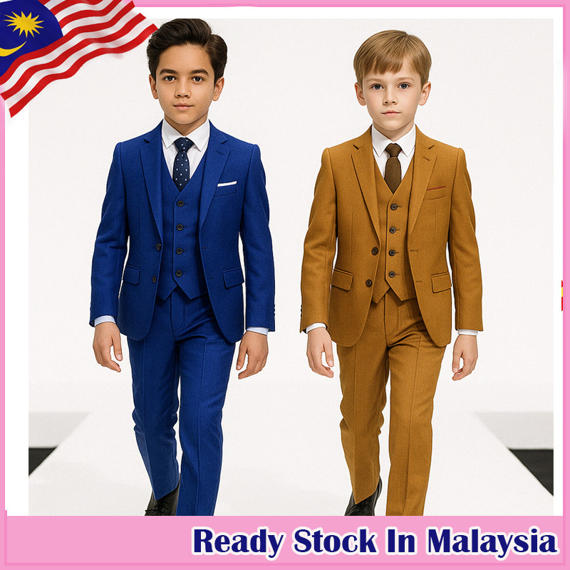 MYLITTLELASS Luxury 5Pcs Little Boy Man Coat Suit Vest Set with Tie ...