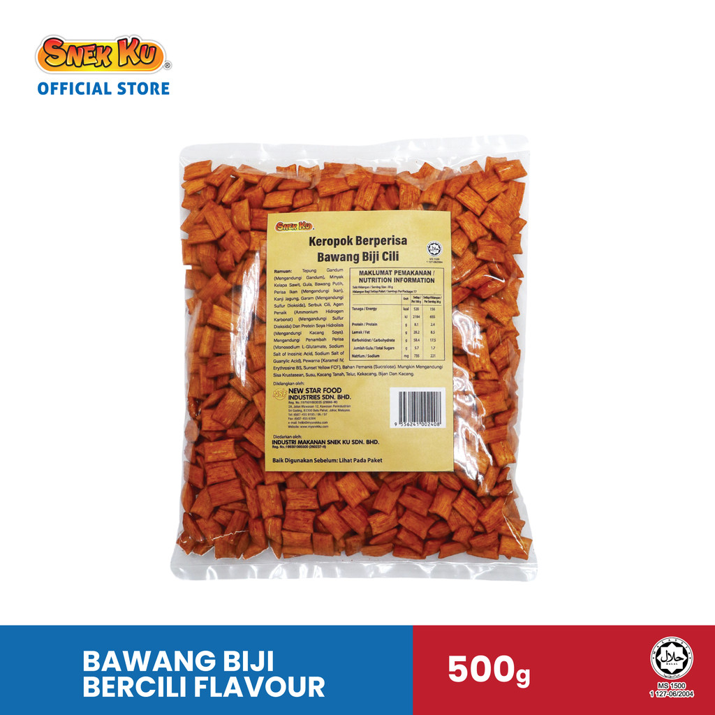 Snek Ku Garlic Biji Chili Flavoured Snacks (500g) | Shopee Malaysia