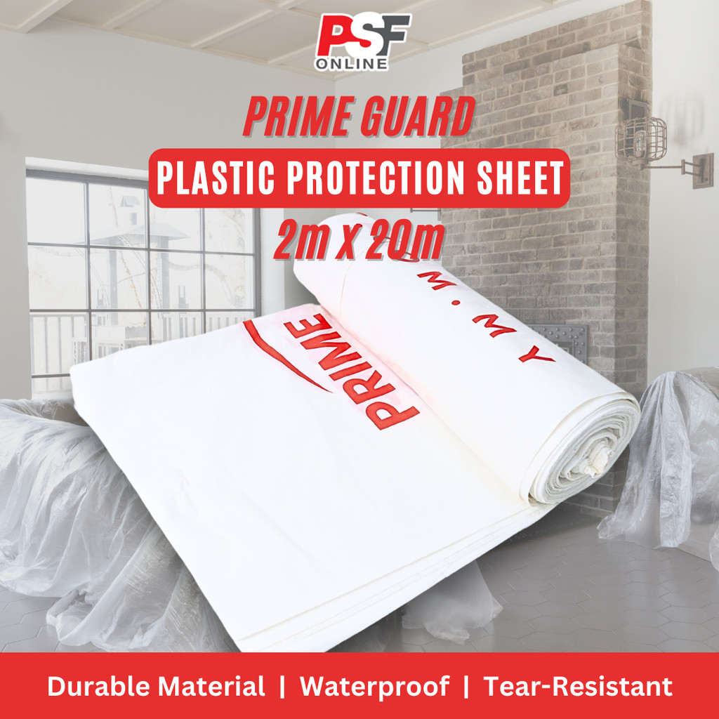 Prime Guard Durable Plastic Sheet (2x20m) / Clear Film PE Sheet Cover ...