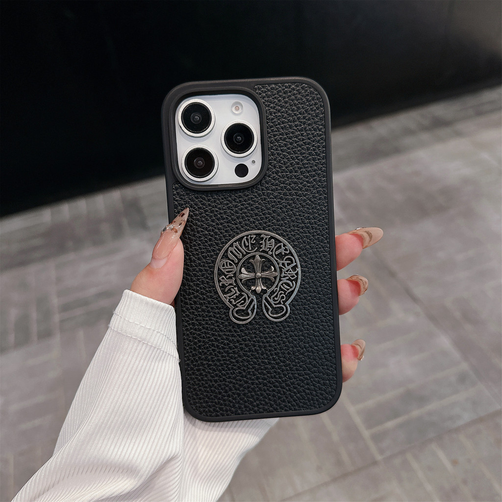 3D Metal Cross Leather Case For iPhone 16 15 14 13 12 11 Pro Max ...