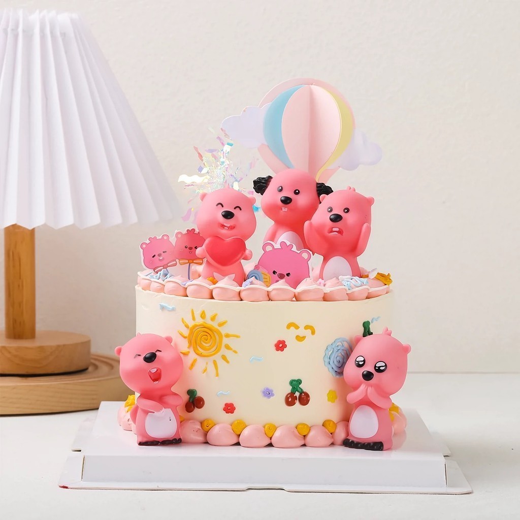 Internet celebrity cute little beaver Loopy cake decoration toppers ...