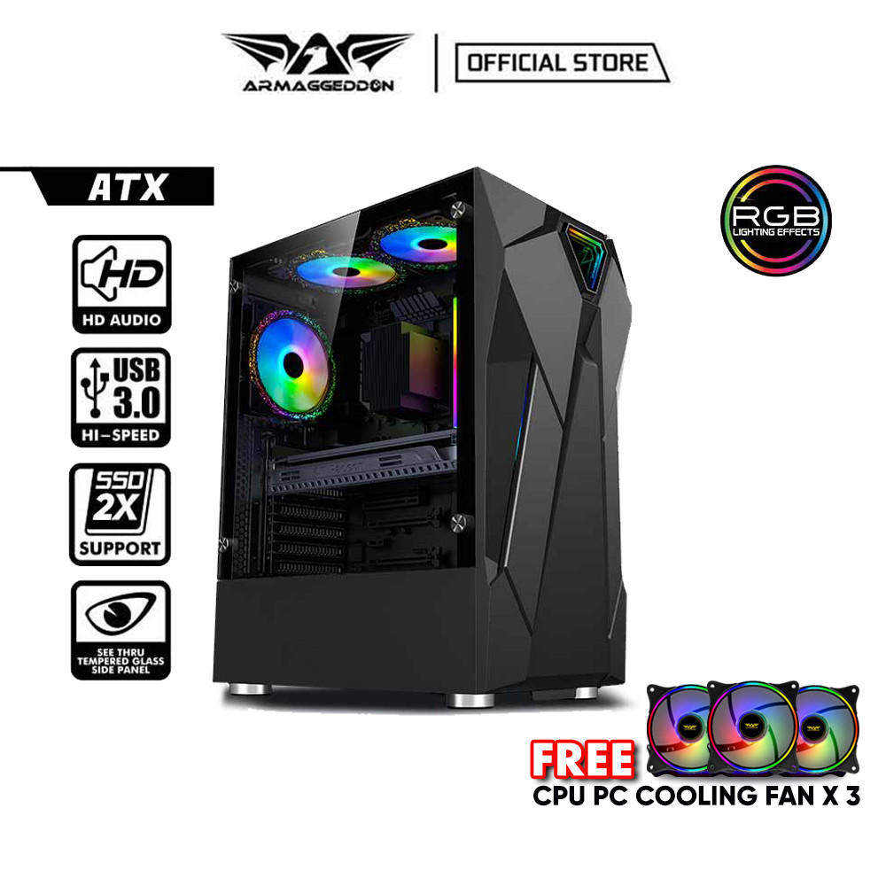 Armaggeddon Tron Holo 5 ATX PC RGB Gaming Case | Holographic Front ...