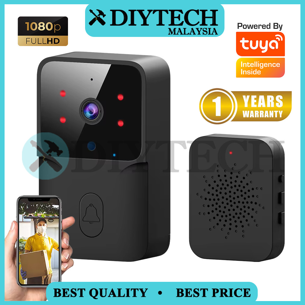 DIYTECH 1080P Full HD Smart Door Bell CCTV Rechargeable Build-In ...