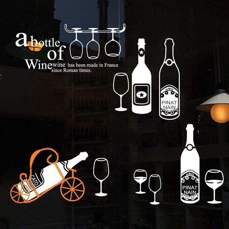 Ready stock #Red Wine Bottle Wine Glass Shelf Wall Sticker Bar KTV ...