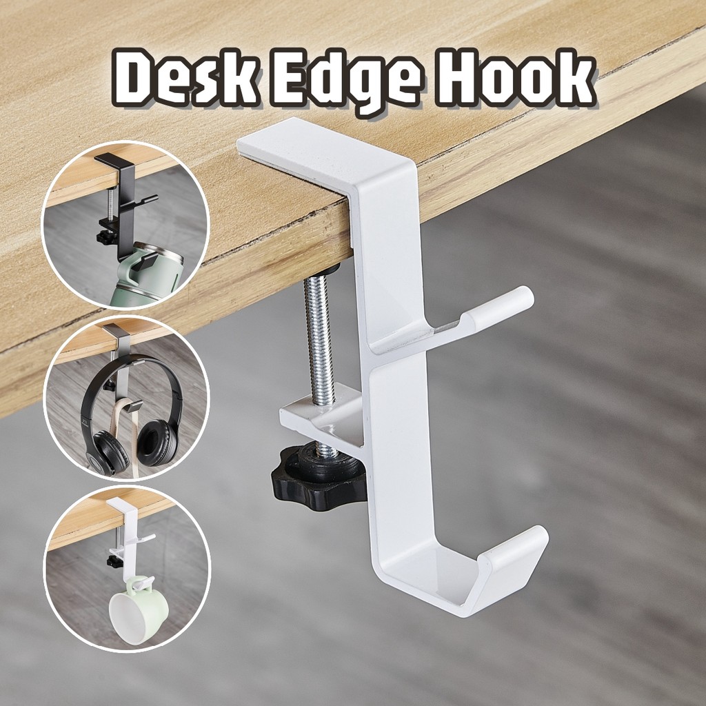 Multifunction Adjustable Metal Desk Edge Hook Double Hook Storage Table ...