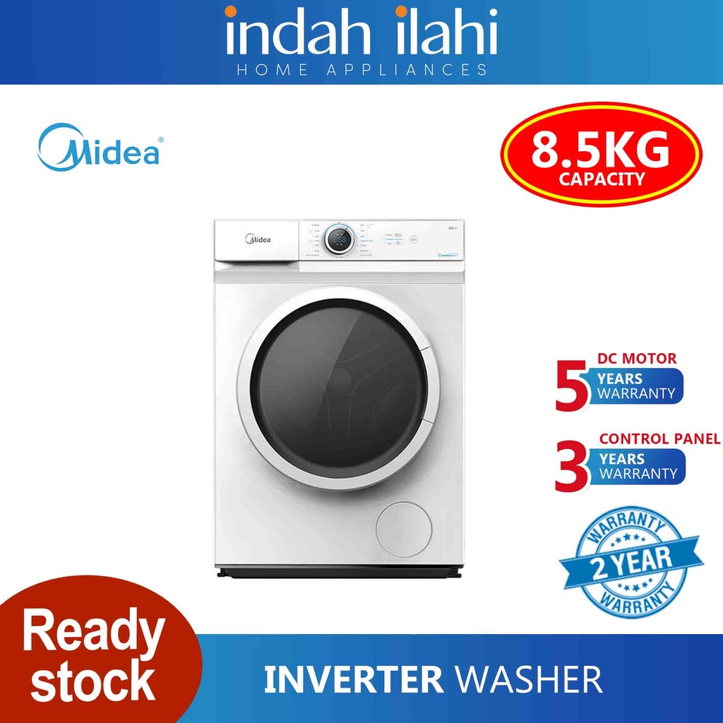 Midea 8.5KG Front Load Washing Machine INVERTER MF100W85B | Shopee Malaysia