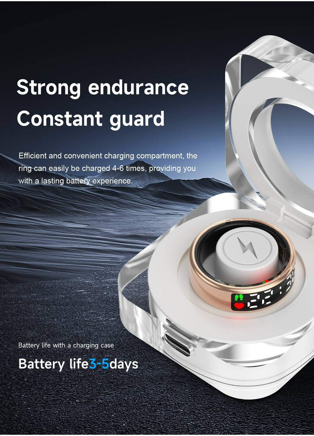 2024 New For IOS Android Ring Heart Rate Blood Oxygen Monitoring Rings ...
