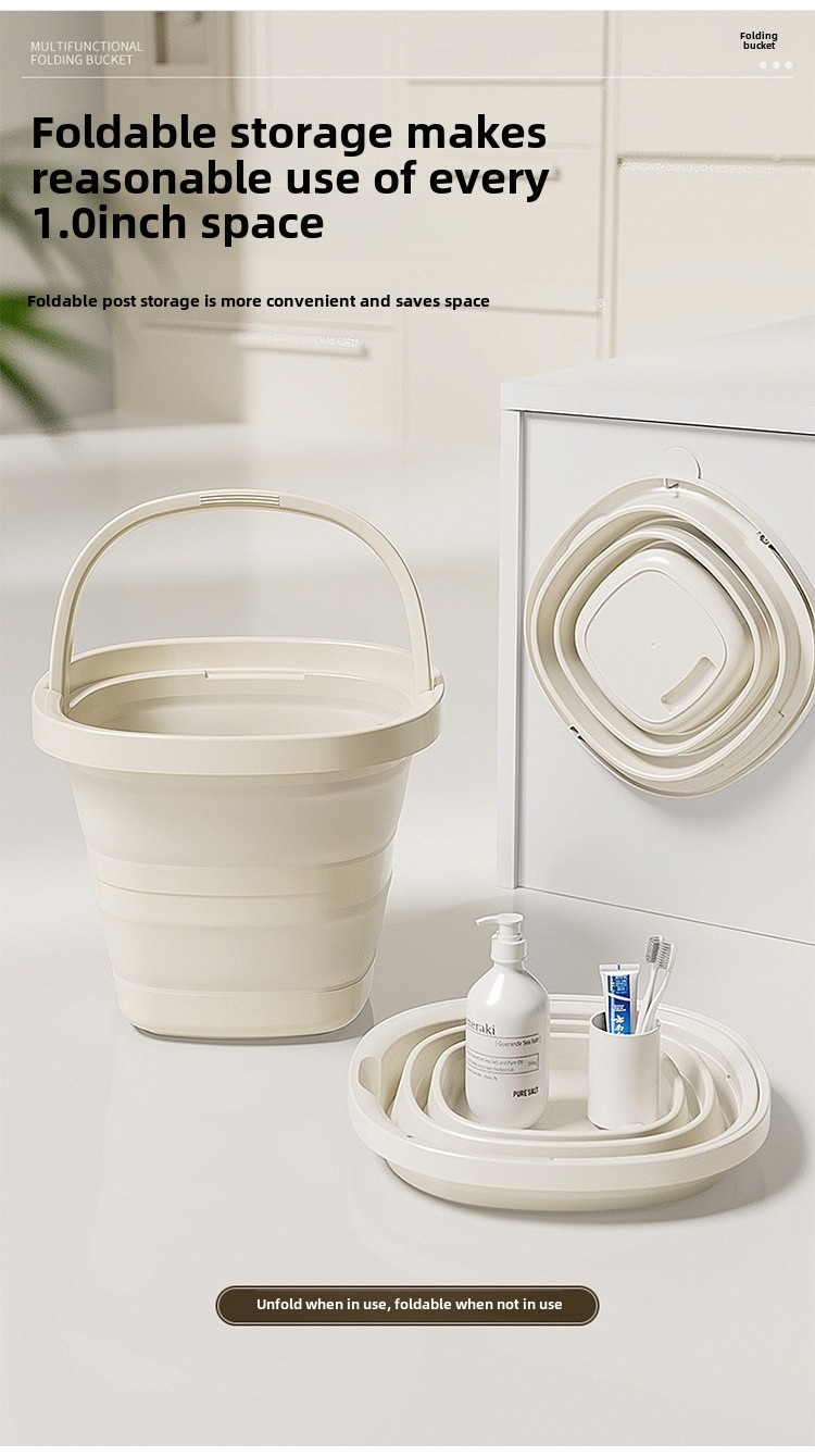Household large capacity portable foldable water bucket with thick ...