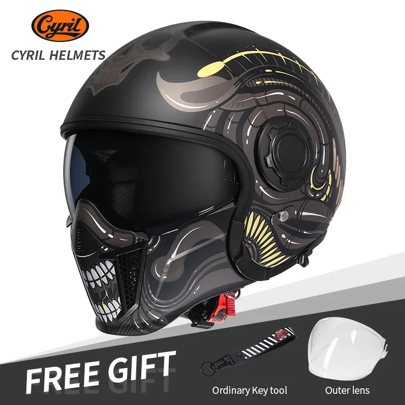 Cyril Helmets for Motorcycles Safety DOT Certified Casco 3/4 Open Face ...