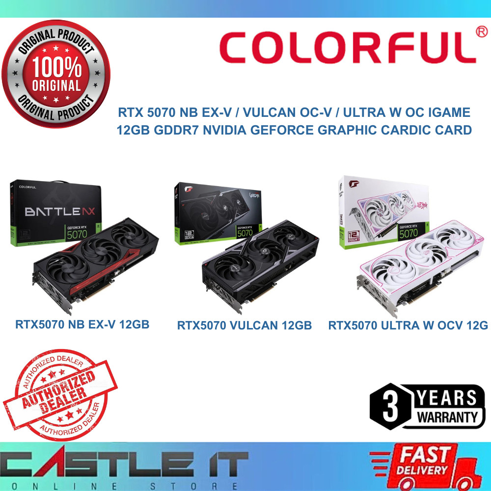 Colorful RTX 5070 NB EX-V / Vulcan OC-V / Ultra W OC iGAME 12GB GDDR7 ...