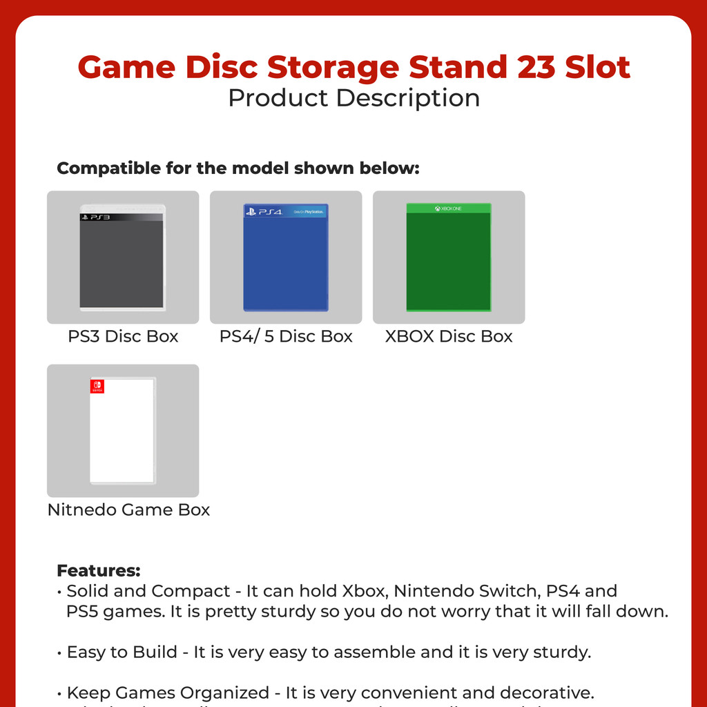 DOBE PS5 Disc Storage Stand 23Slot Stackable PS4 XBOX Game Disc Box ...