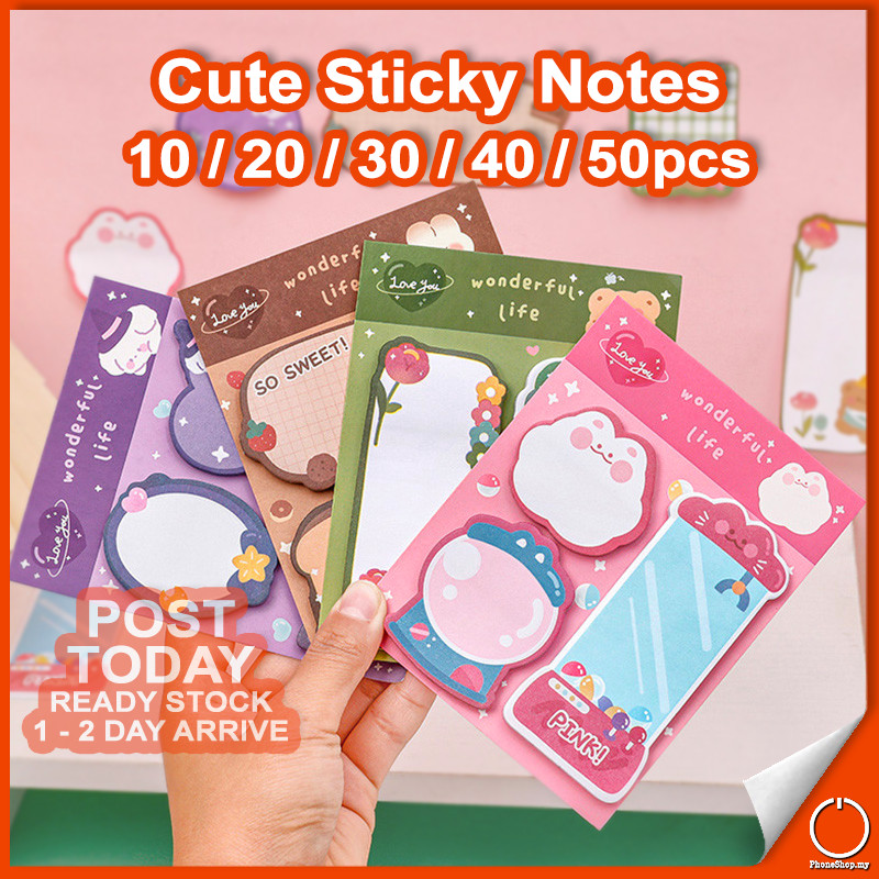 𝐒𝐖𝐄𝐄𝐓 𝐍𝐎𝐓𝐄𝐒 10/20/30/40/50pcs Cute Shape Sticky Notes Student Memo Pad ...