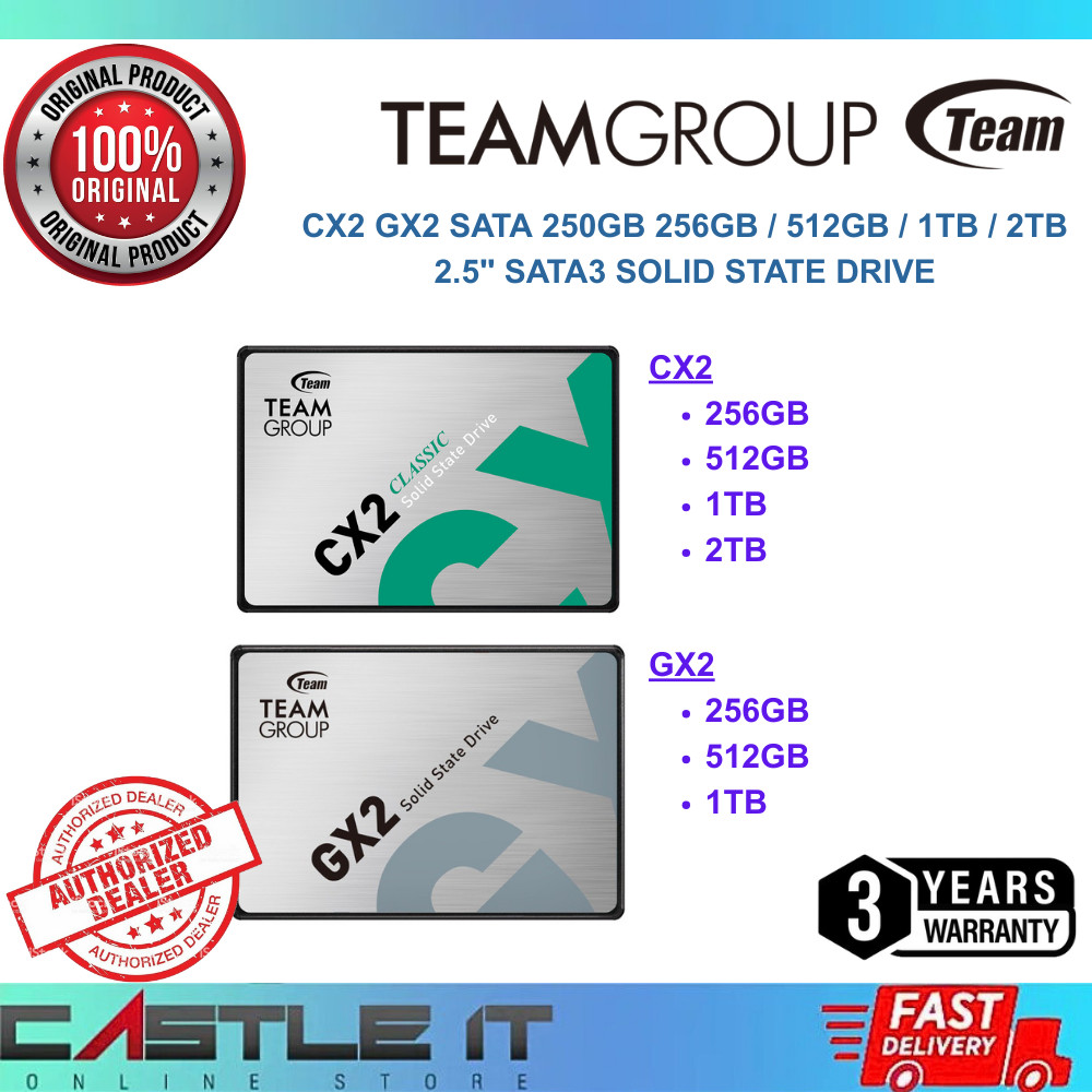 TeamGroup CX2 GX2 SATA 250GB 256GB / 512GB / 1TB / 2TB 2.5" SATA3 2.5 ...