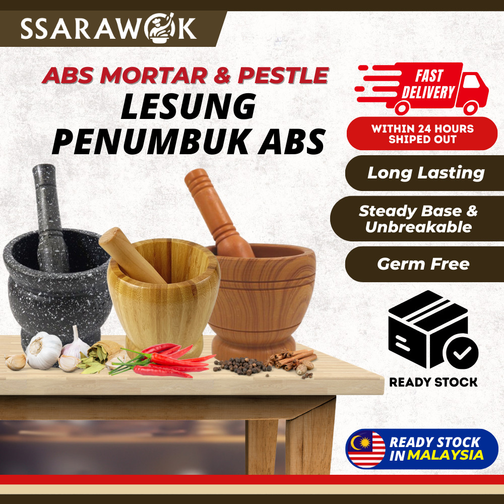 SSARAWOK Mini Kitchen Mortar and Pestle Garlic Press ABS Light Weight ...