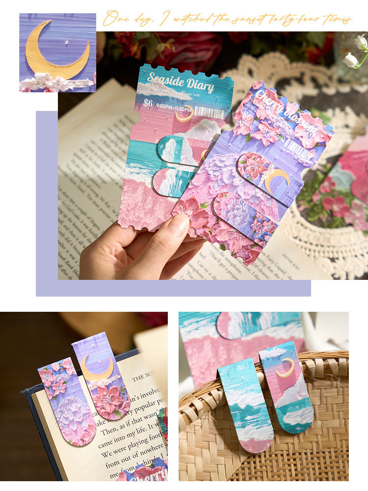 2 Pcs Oil Paintings Themed Magnetic Bookmark Book Marker Clip For ...