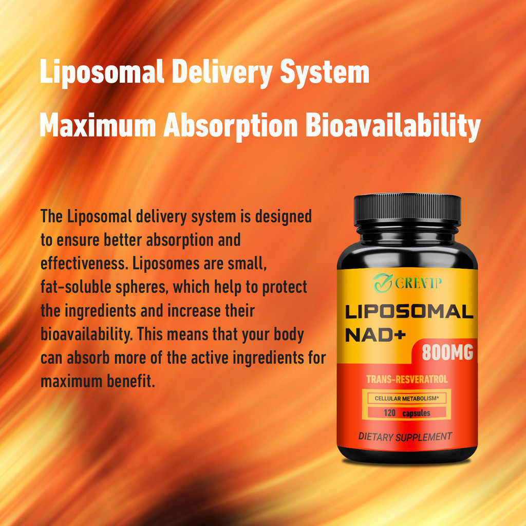 GREVIP Liposomal NAD+ 500 mg with Trans-Resveratrol 300 mg, NAD+ ...